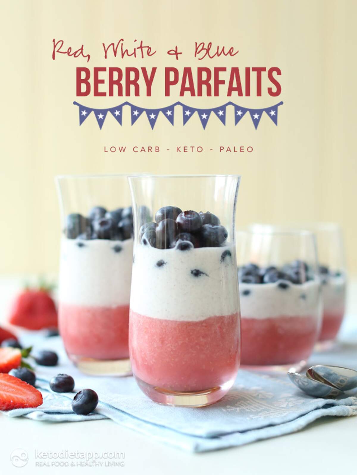 Low-Carb Red, White & Blue Berry Parfaits | KetoDiet Blog