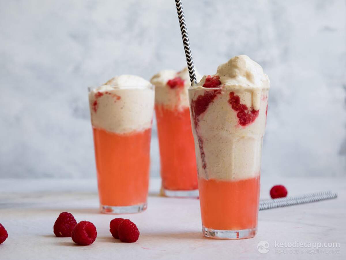 Keto Raspberry & Vanilla Ice Cream Soda Floats | KetoDiet Blog