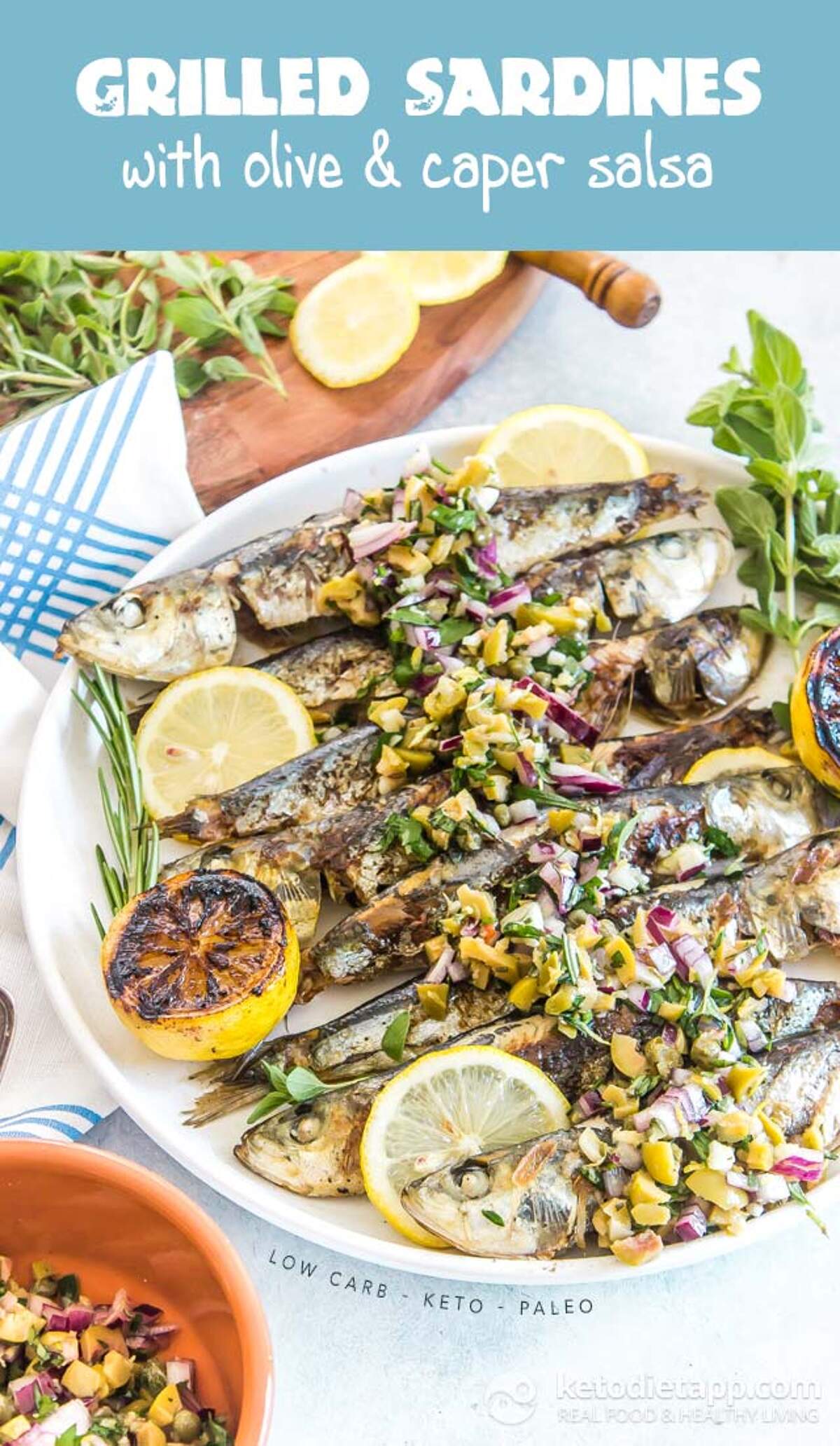 Grilled Sardines with Olive & Caper Salsa | KetoDiet Blog
