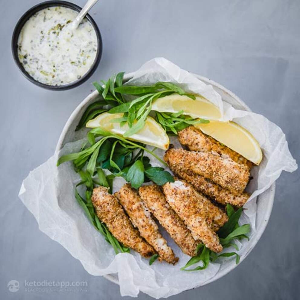 Keto Fish Fingers with Chimichurri Mayo | KetoDiet Blog