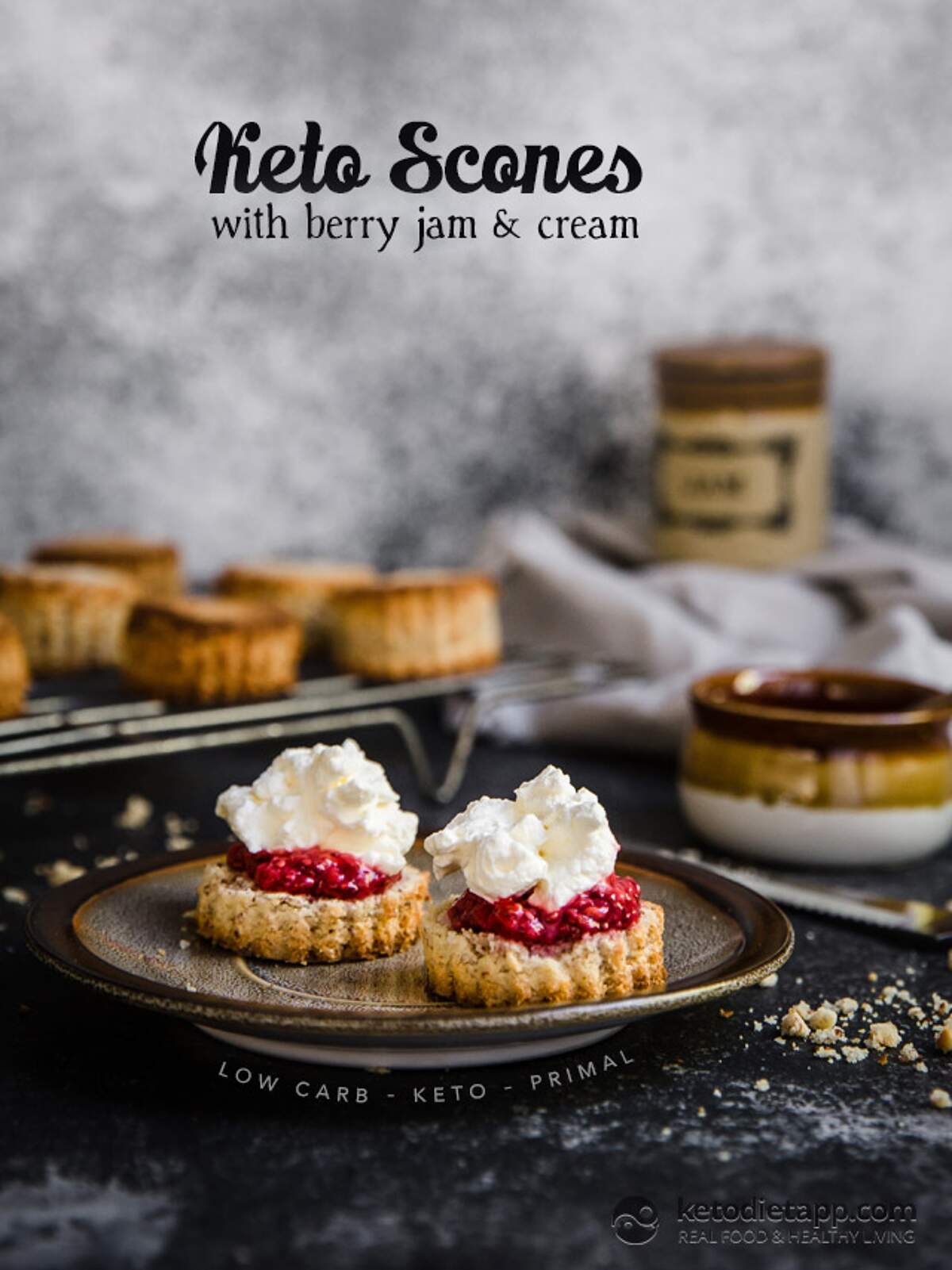 Keto Scones with Berry Jam & Cream | KetoDiet Blog