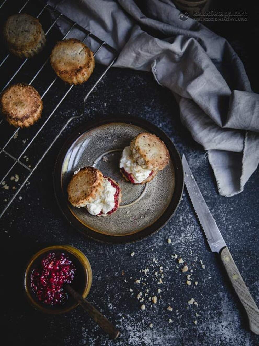 Keto Scones with Berry Jam & Cream | KetoDiet Blog