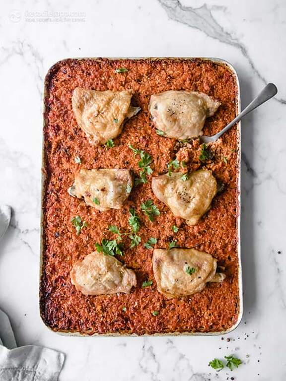 Low-Carb Chicken Rice Tray Bake | KetoDiet Blog