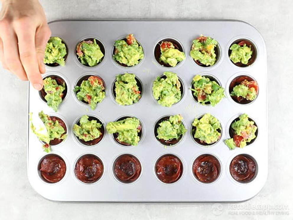 Keto Mini Pepperoni Guacamole Cups | KetoDiet Blog