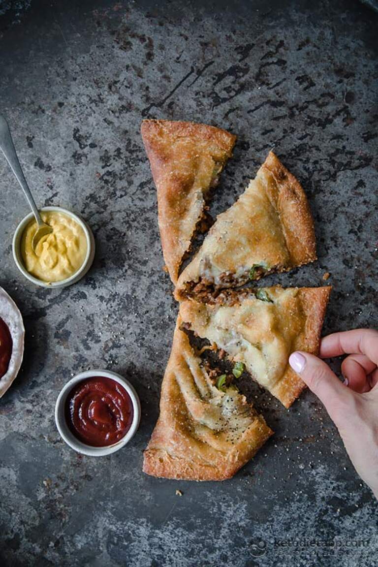 Keto Fat Head Cheeseburger Calzone Pizza | KetoDiet Blog