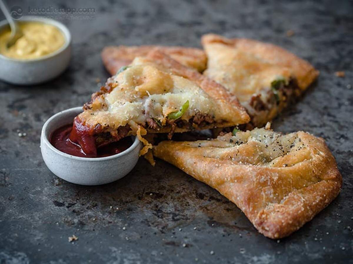 Keto Fat Head Cheeseburger Calzone Pizza | KetoDiet Blog