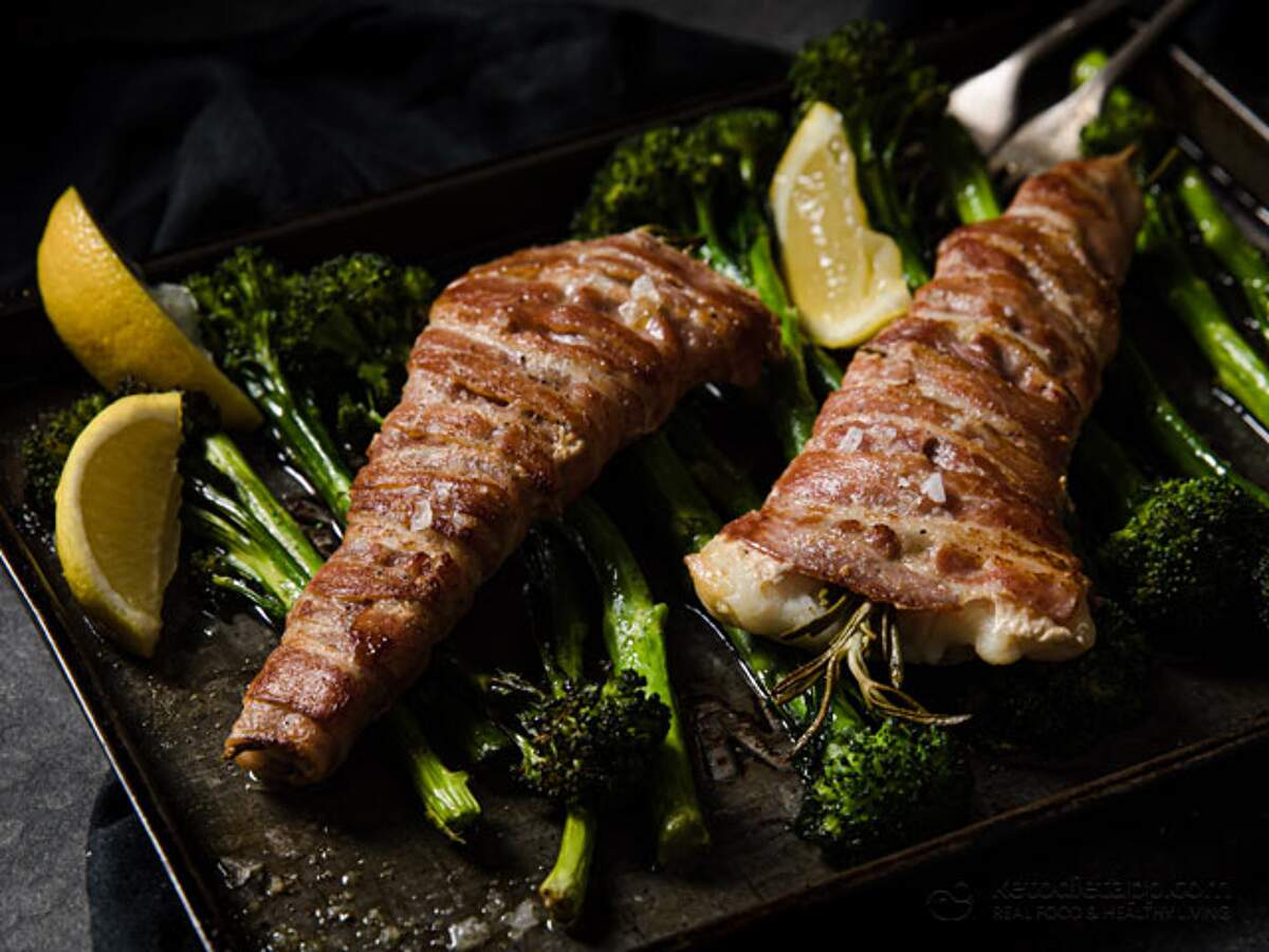 Low-Carb Bacon Wrapped Cod Tray Bake | KetoDiet Blog