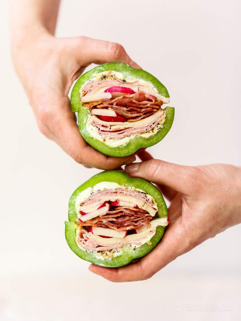 Bell Pepper Sandwich with Bacon, Ham & Cheese | KetoDiet Blog