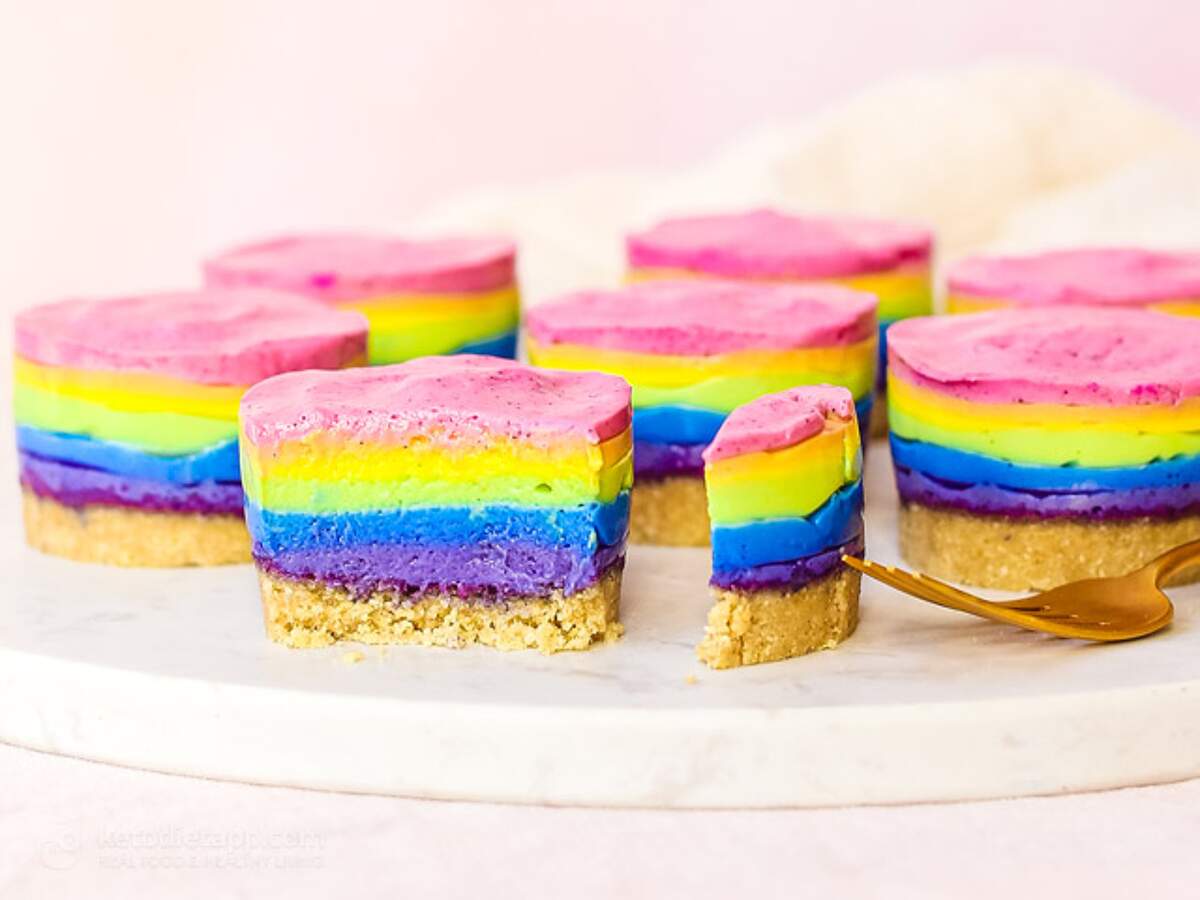 No Bake Keto Rainbow Cheesecake | KetoDiet Blog