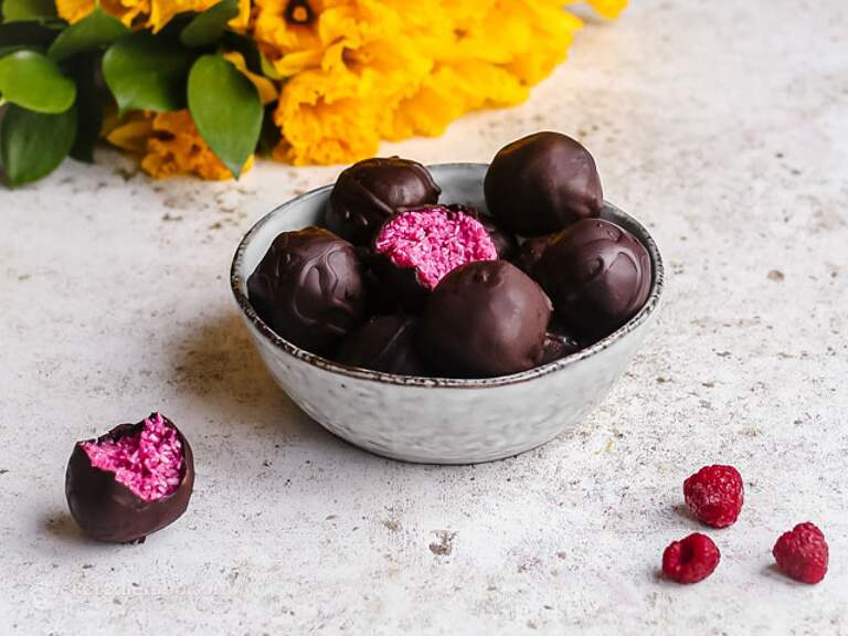 Keto Chocolate Covered Pink Truffles | KetoDiet Blog