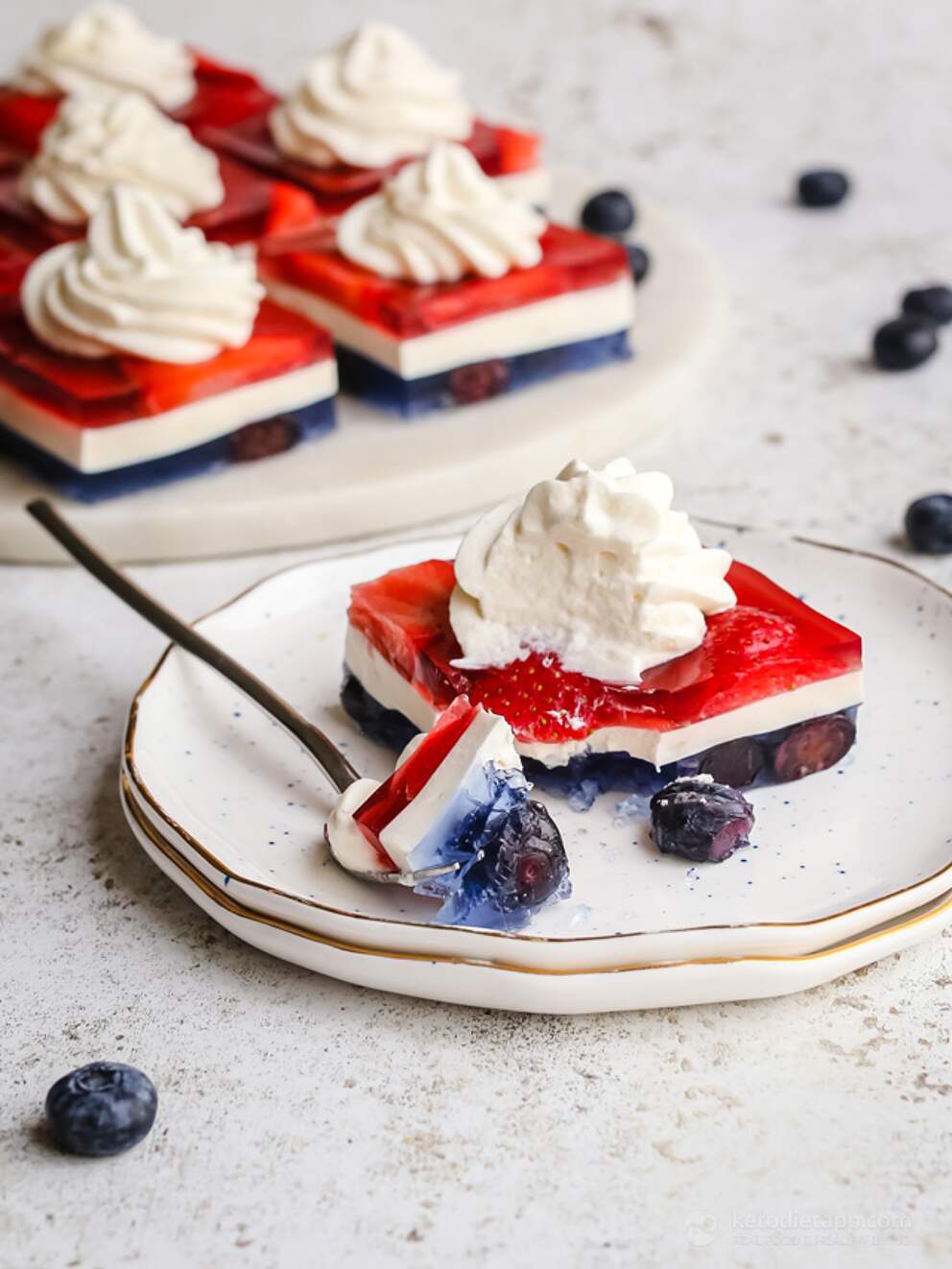 Keto Red, White & Blue Jello Cake | KetoDiet Blog