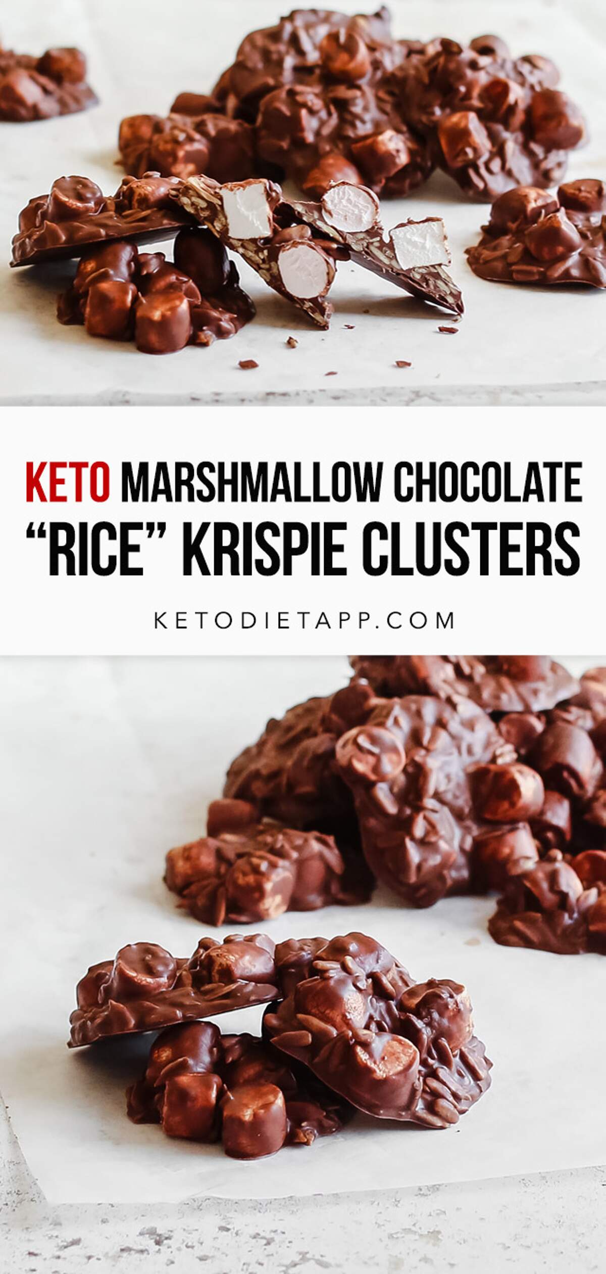 Keto "Rice" Krispie Marshmallow Chocolate Clusters | KetoDiet Blog