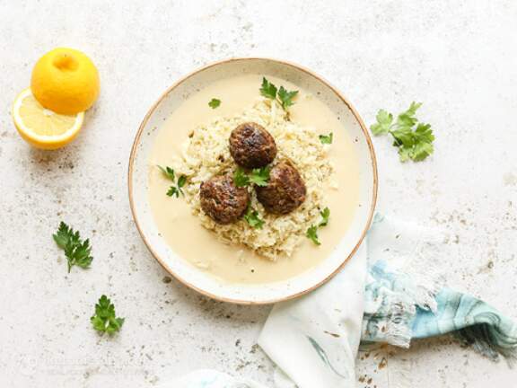 Greek Avgolemono Meatballs with Cauliflower Rice | KetoDiet Blog