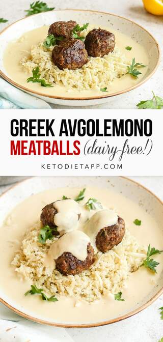 Greek Avgolemono Meatballs with Cauliflower Rice | KetoDiet Blog